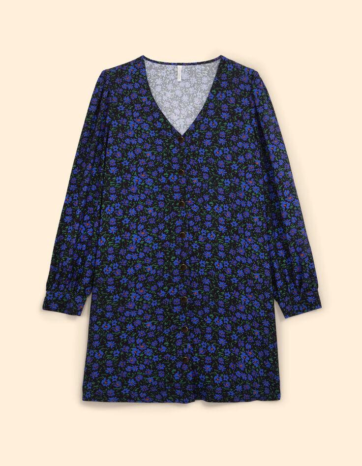 Robe noire imprimé fleurs d'hiver I.Code