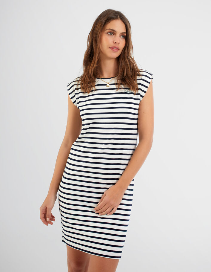 Robe marinière blanc cassé rayée marine I.Code