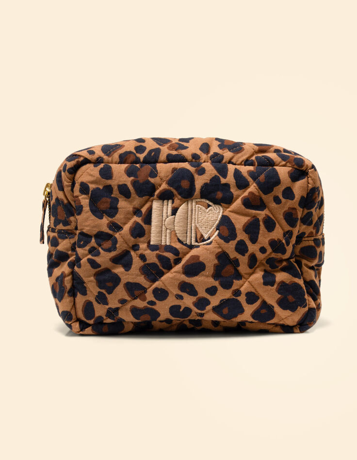 Pochette marron motif léopard broderie IC I.Code