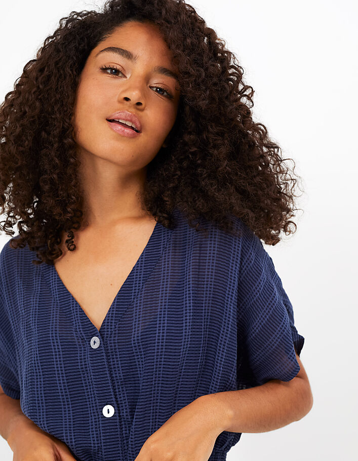 Robe marine boutonnée à rayures I.Code