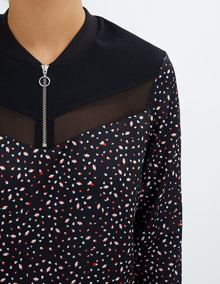 Robe noire imprimé graphique I.Code