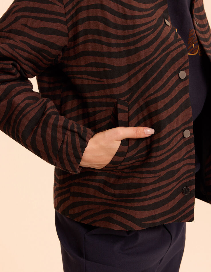 Blouson noir motif zèbre esprit teddy I.Code