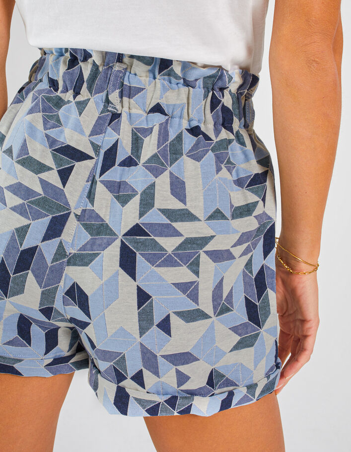 Short cobalt jacquard graphique I.Code
