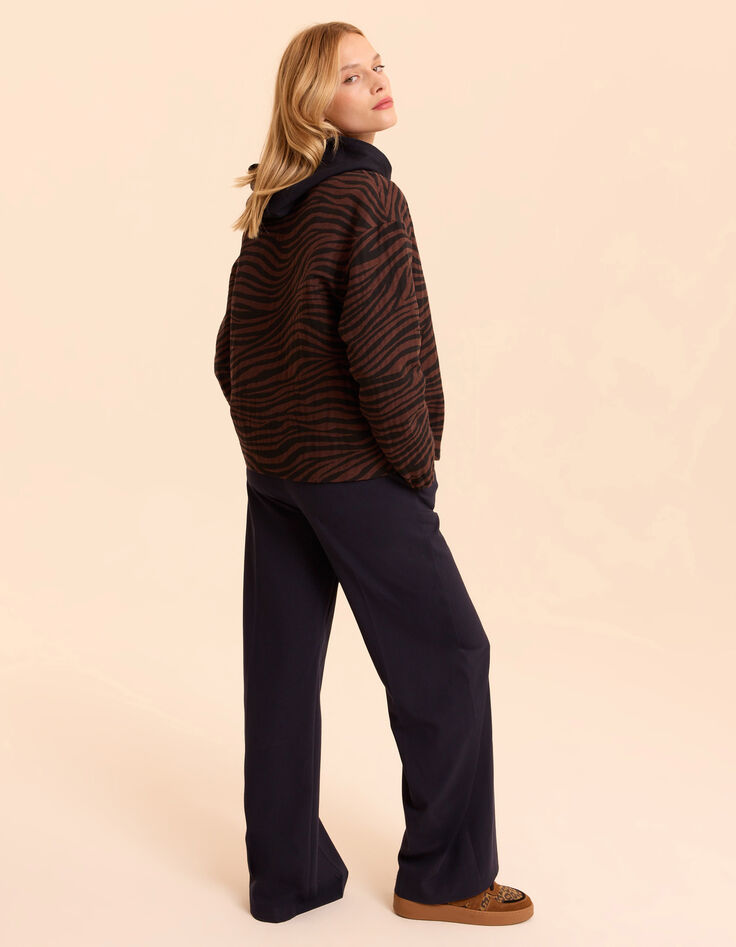 Blouson noir motif zèbre esprit teddy I.Code