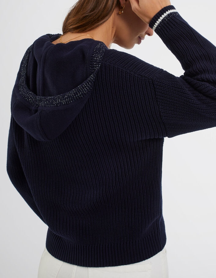 Pull marine tricot à capuche I.Code