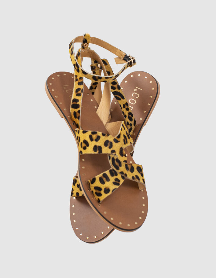 Sandales effet léopard en cuir façon poulain I.Code