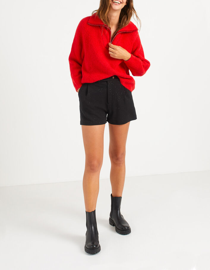 Pull candy red tricot col camionneur argenté I.Code