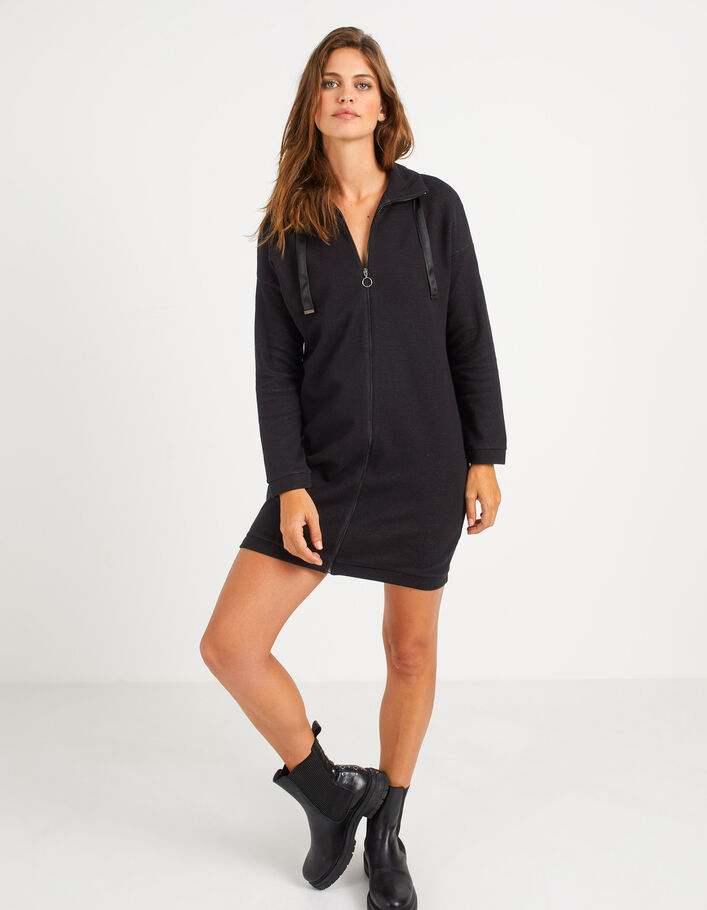 Robe noire maille molleton zippée I.Code