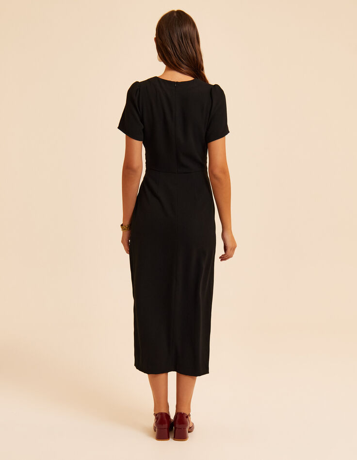 Robe longue noire décor ceinture I.Code